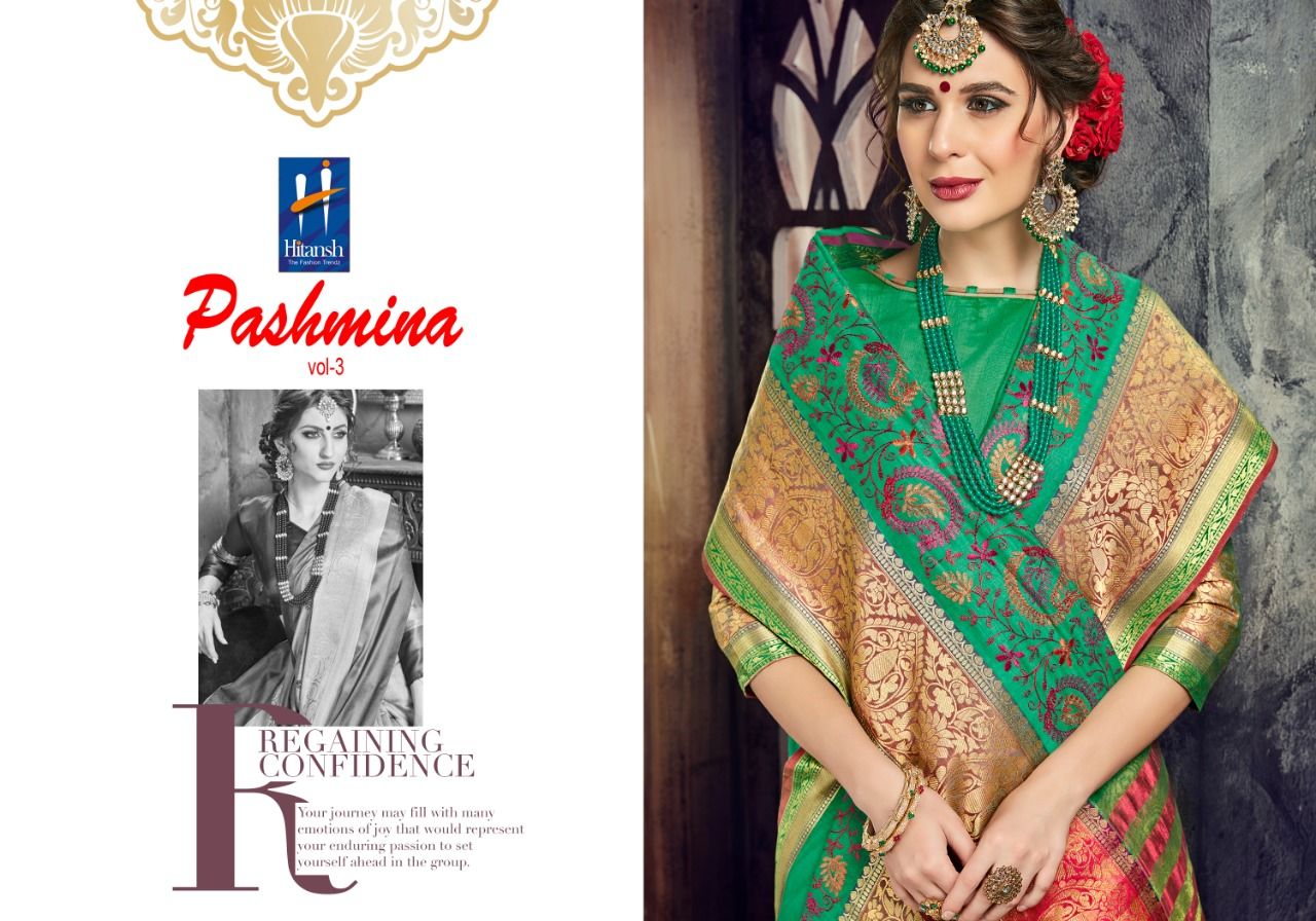 Buy hitansh presents pashmina vol 3 3520-3531 Series cotton work sarees ...